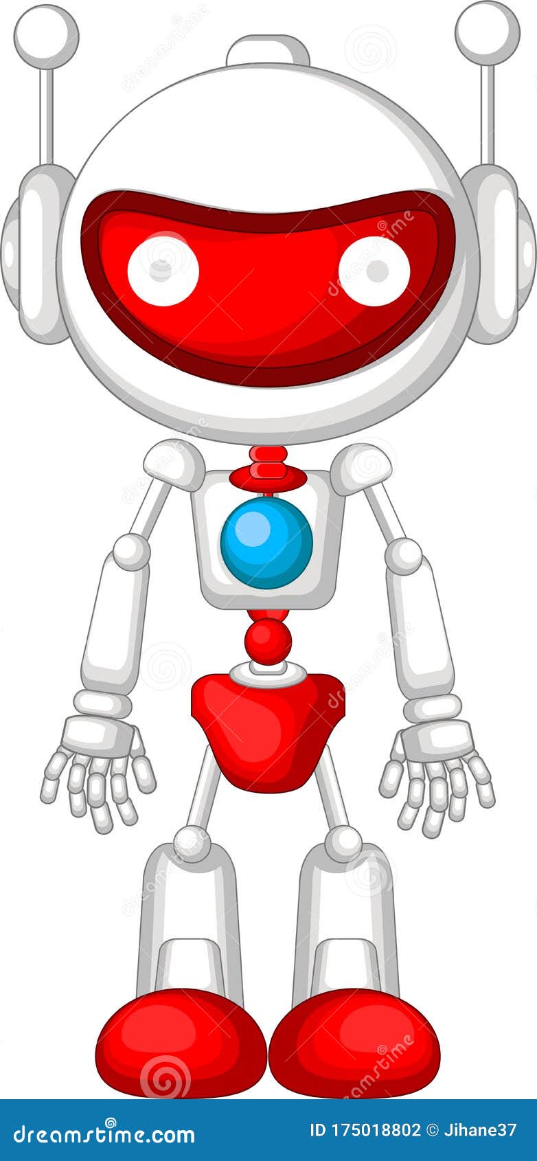 Cool White Red Robot Cyborg Cartoon Stock Vector - Illustration of cool ...