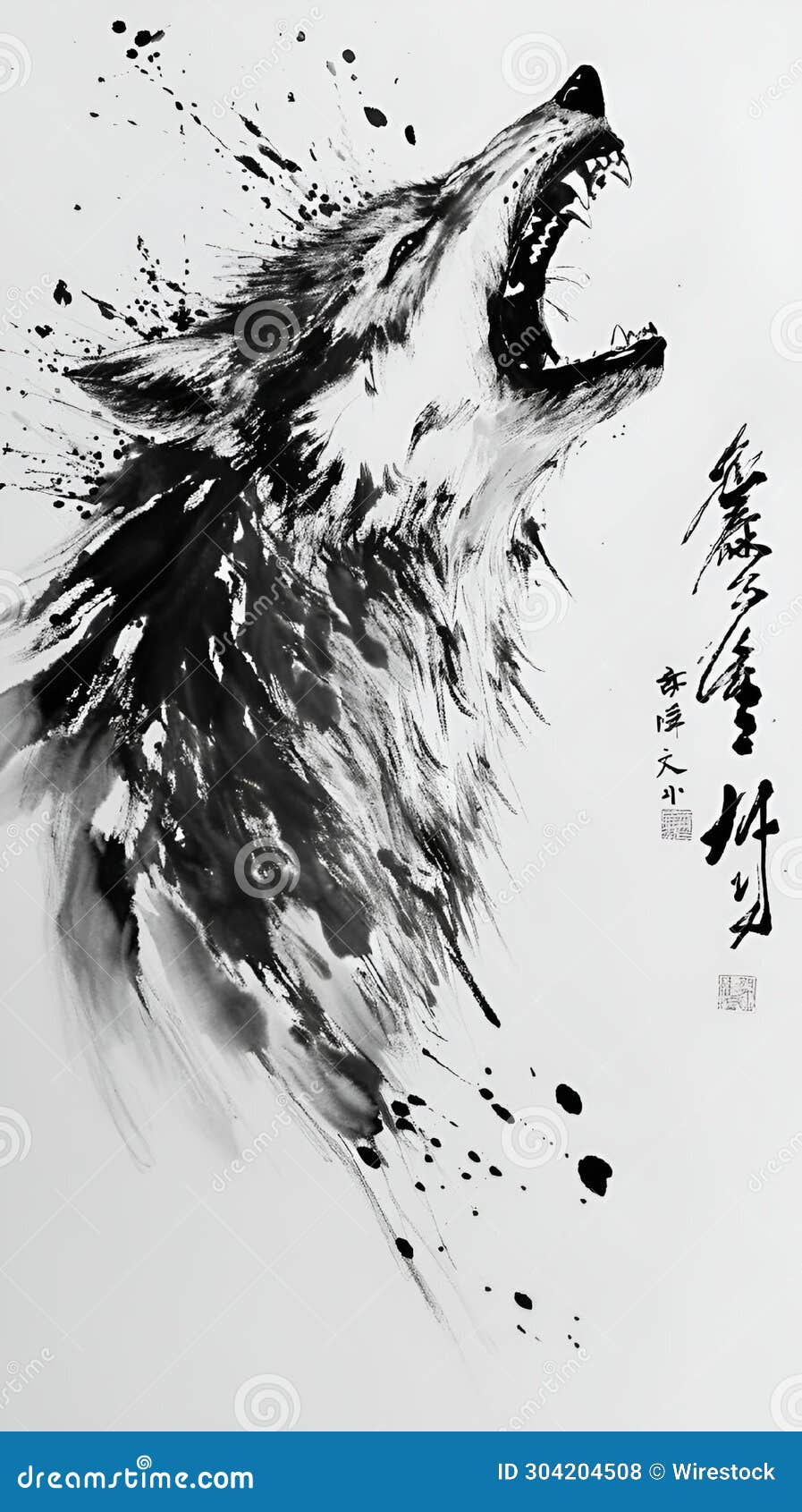 Cool Wolf Sketch with Decorative Texts Stock Illustration ...