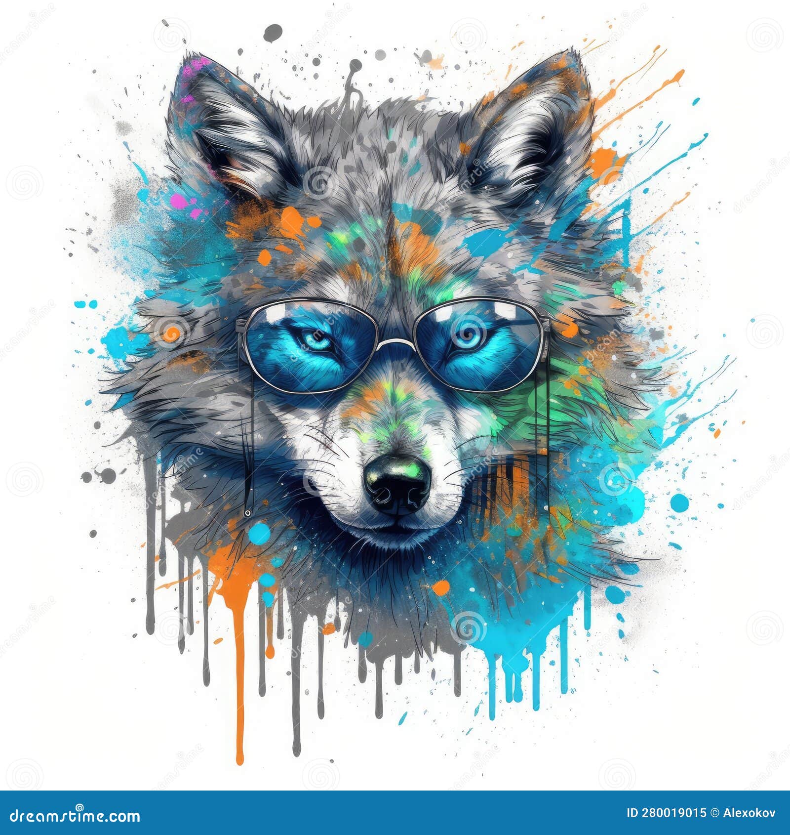 Cool Wolf with Sunglasses in Expressive Pose for Posters and Web. Stock ...