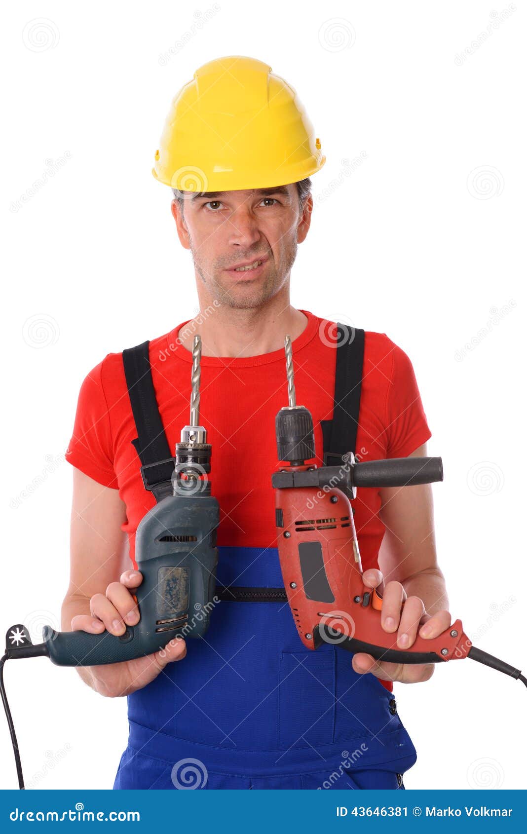 Cool Worker with Two Drills Stock Image - Image of contractor, boring ...