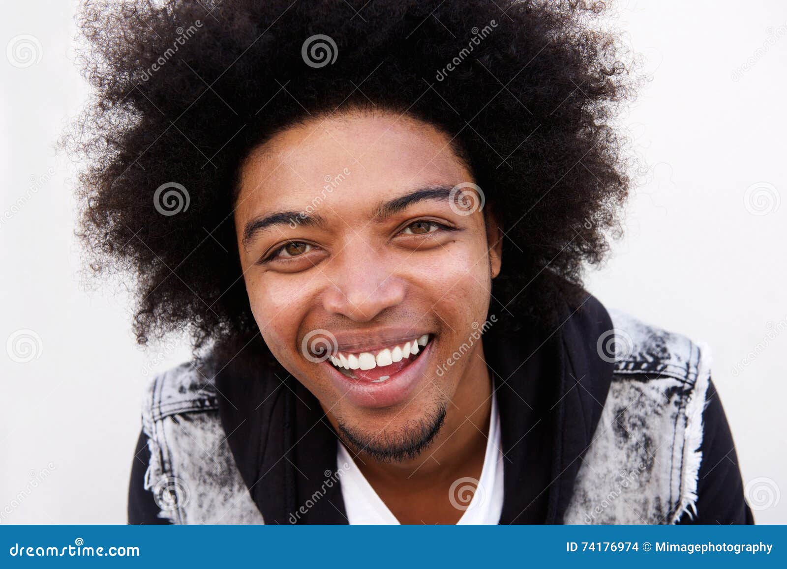 Cool Young Black Guy with Afro Laughing Stock Photo - Image of ...