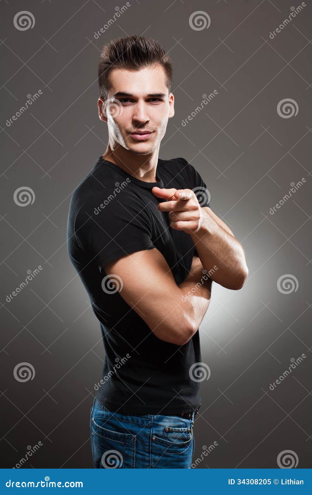 Cool young guy. stock image. Image of body, brunette - 34308205