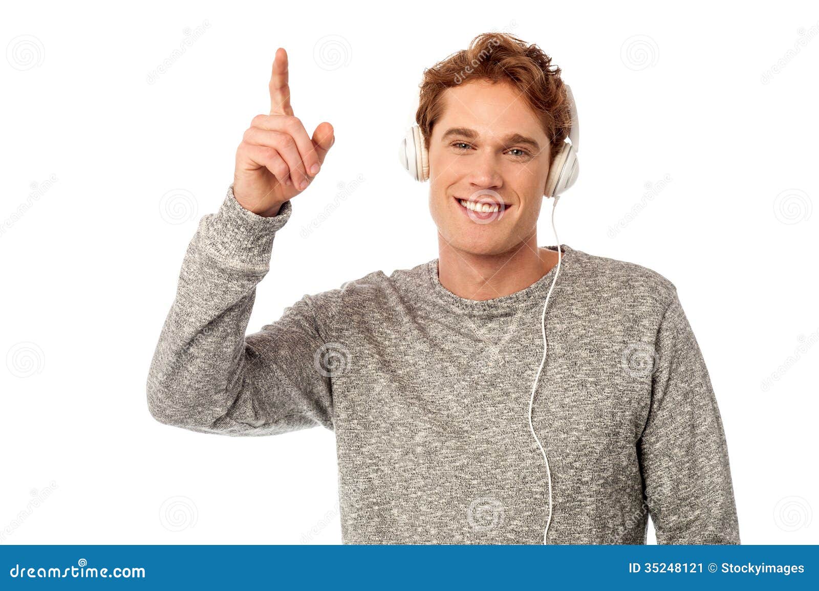 Cool Young Handsome Guy Enjoying Music Stock Image - Image of isolated ...