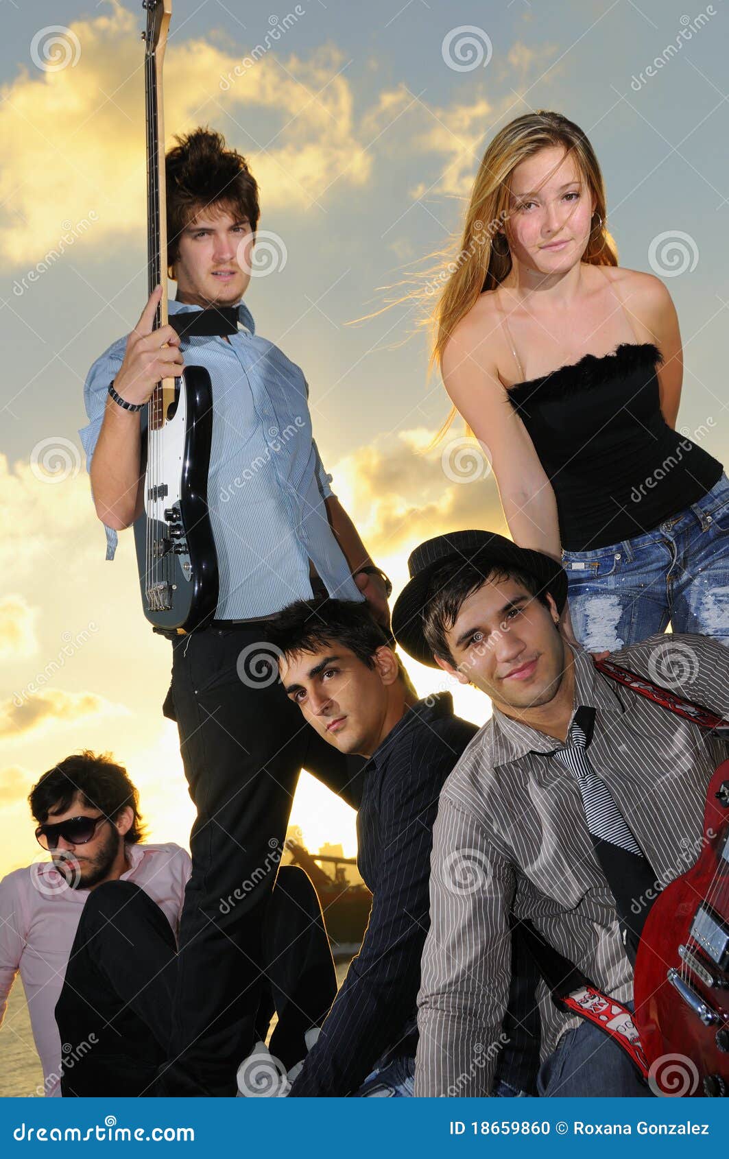 Cool Young Musical Band Posing Stock Photo - Image of boys, attitude ...