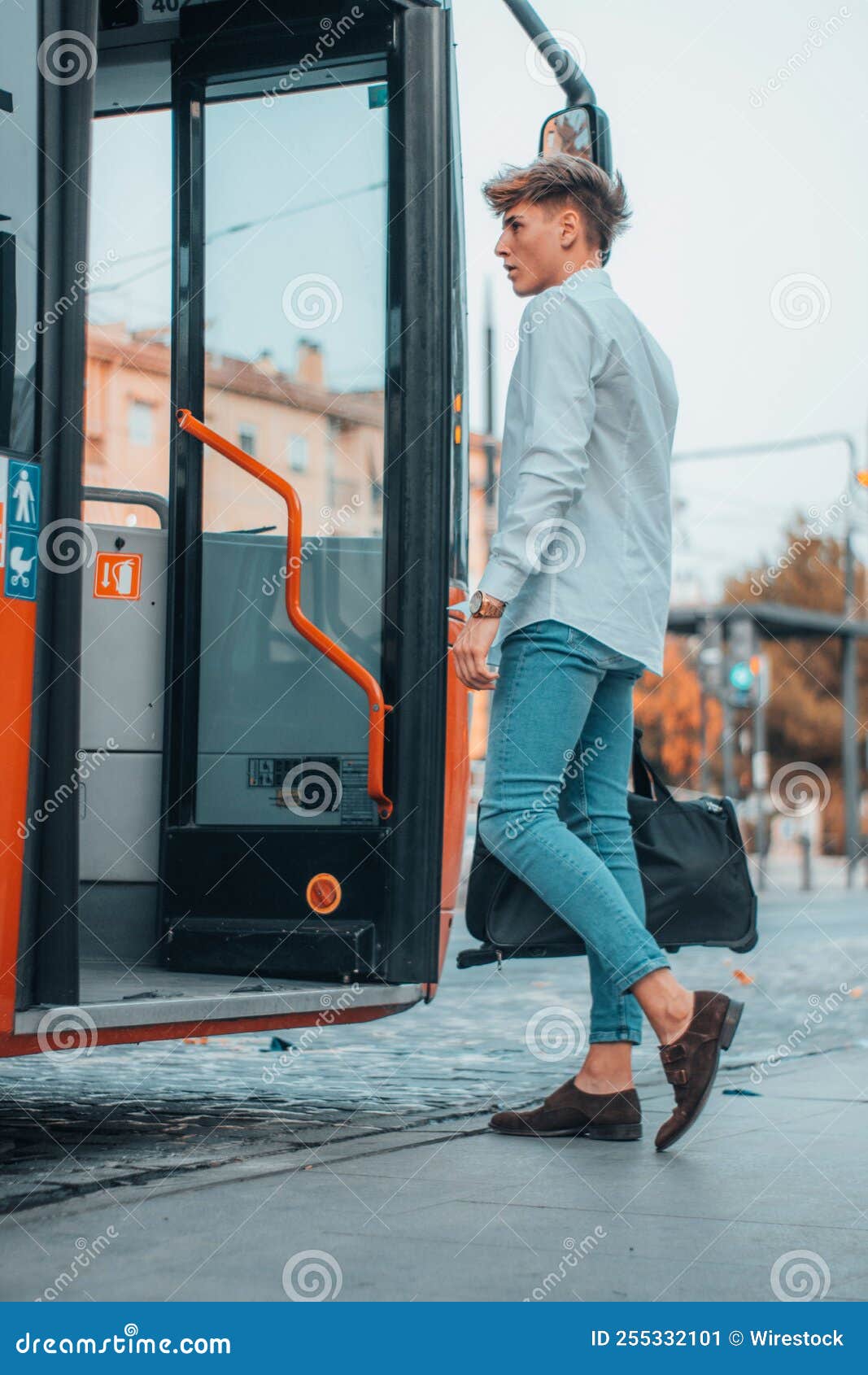 Cool Young Spanish Male Riding Up a Bus Stock Image - Image of young ...