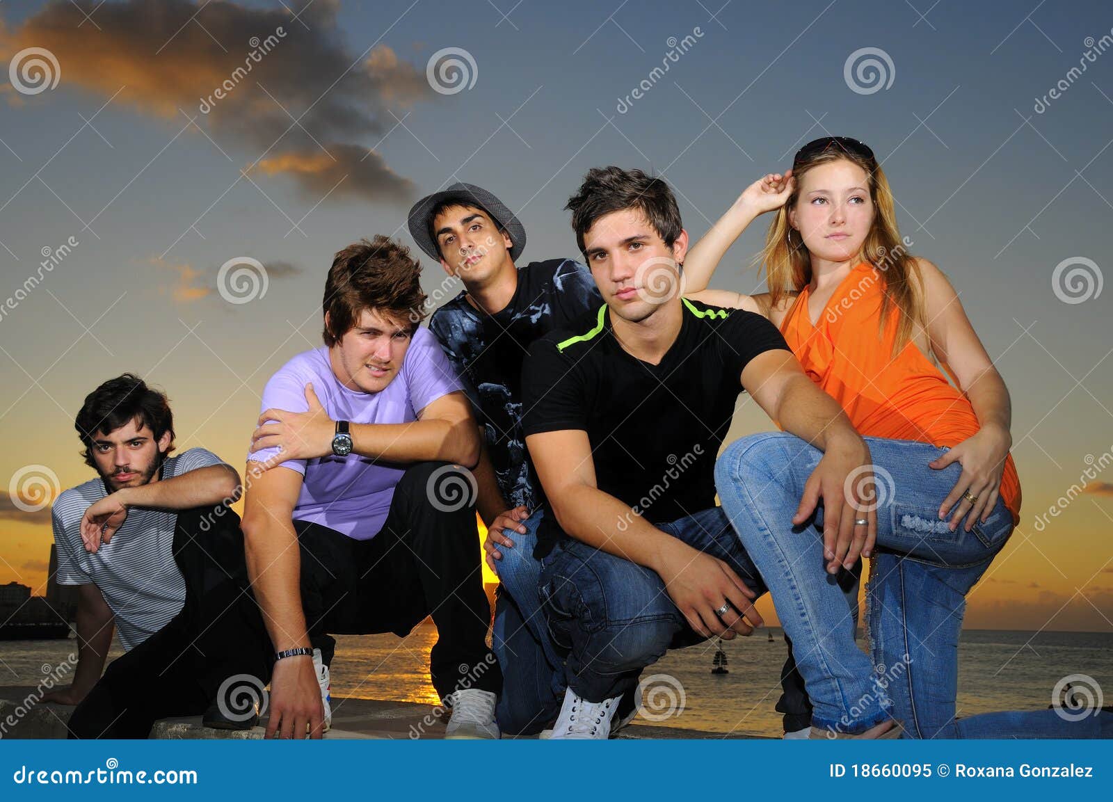 Cool Young Team Posing Outdoors Stock Image - Image of attractive, boys ...