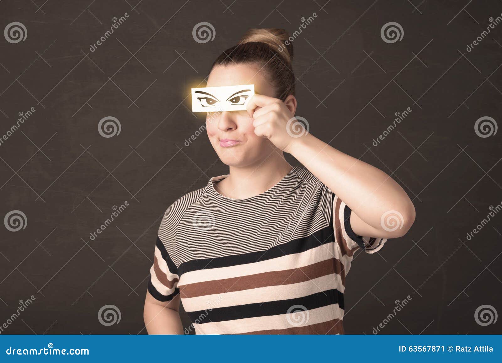 Cool Youngster Looking with a Paper Hand Drawn Eyes Stock Image - Image ...