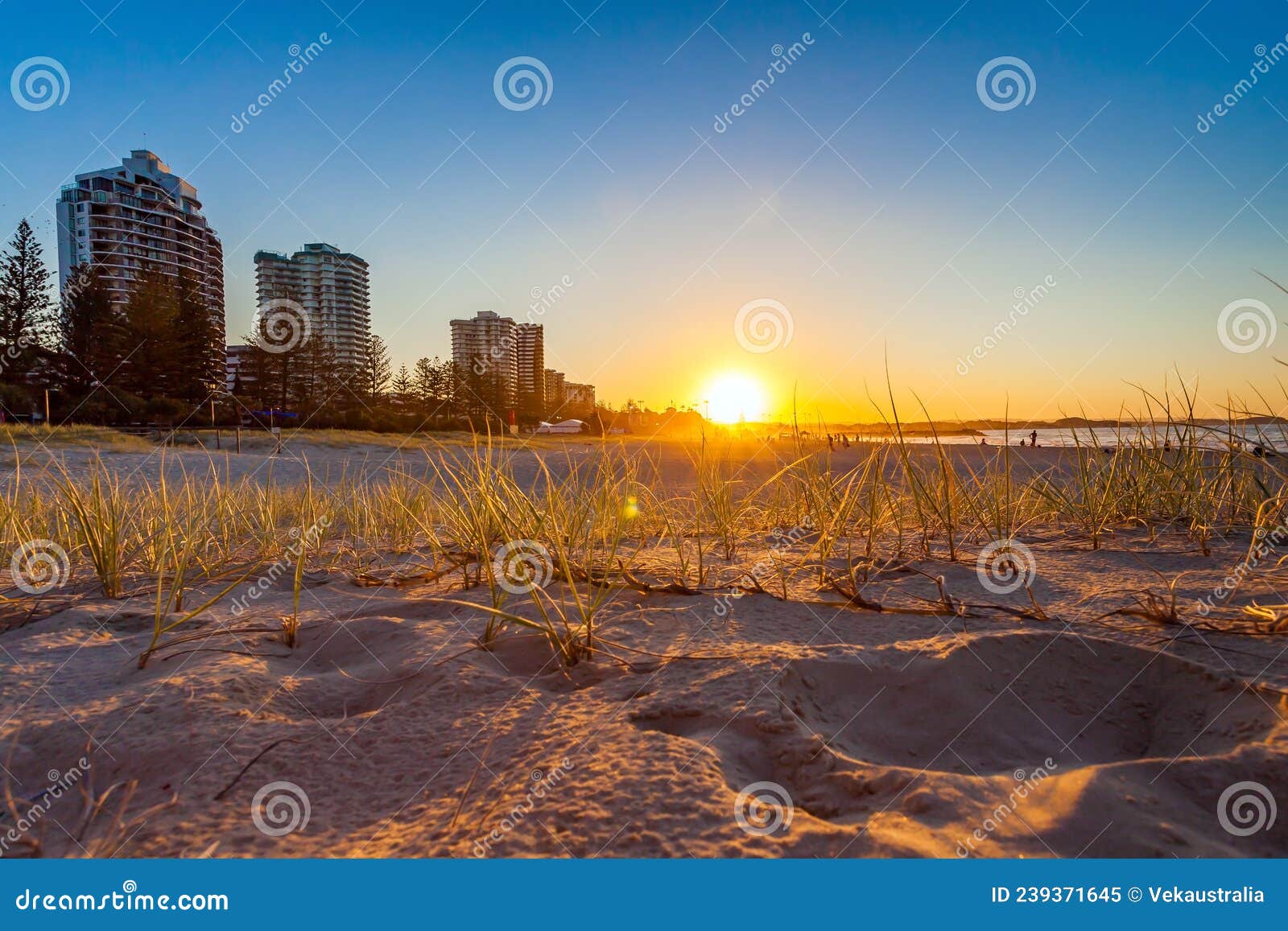 Coolangatta Beach Sunset Queensland Australia Stock Image - Image of ...