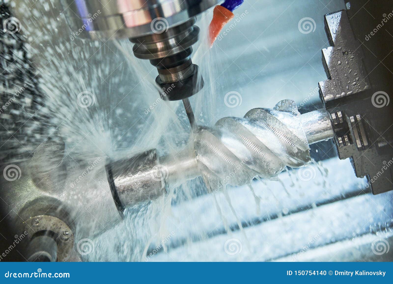 Cnc Milling Machine Work Coolant And Lubrication In Metalwork Industry