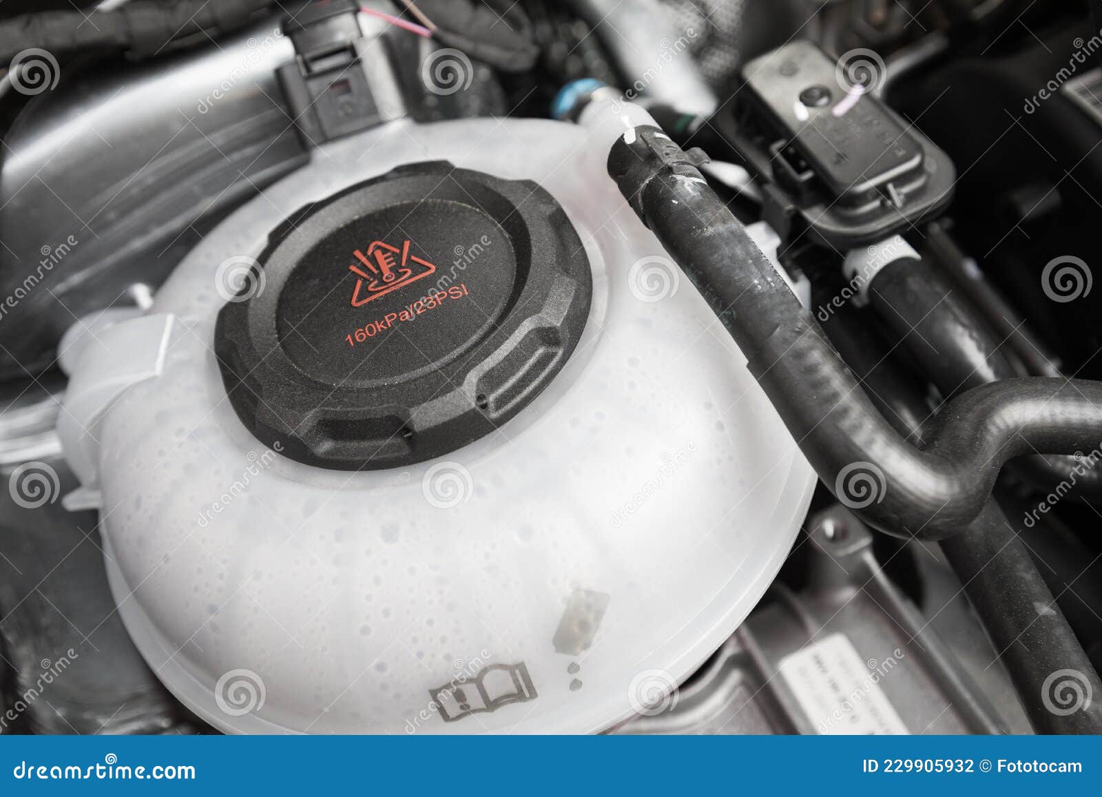 Coolant Antifreeze Tank Under Engine Hood Royalty-Free Stock Photo ...