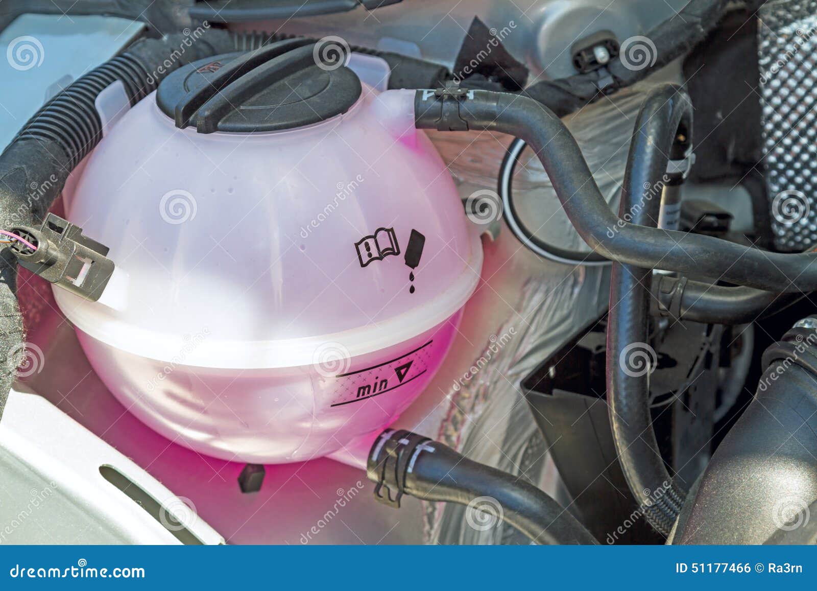 Coolant Tank With Liquid Antifreeze Of A Radiator System In Car ...