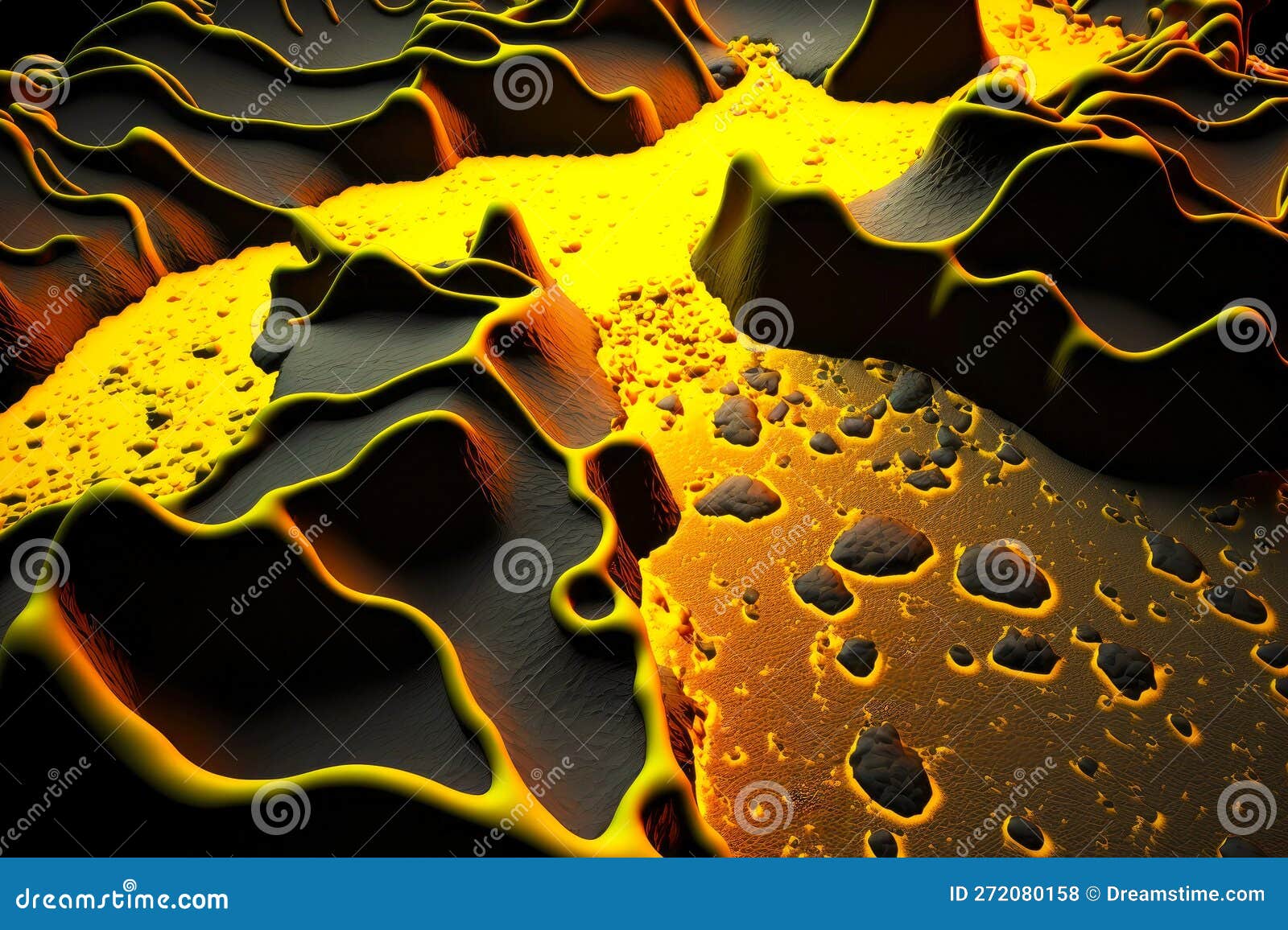 Cooled Black Yellow Lava Texture Spread Over Surface Stock Illustration ...