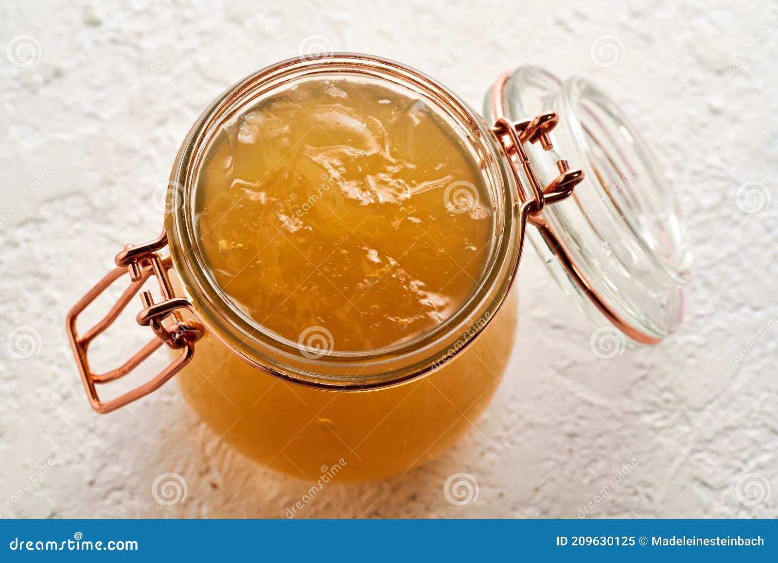 Cooled Down Congealed Beef Bone Broth in a Glass Jar Stock Image ...