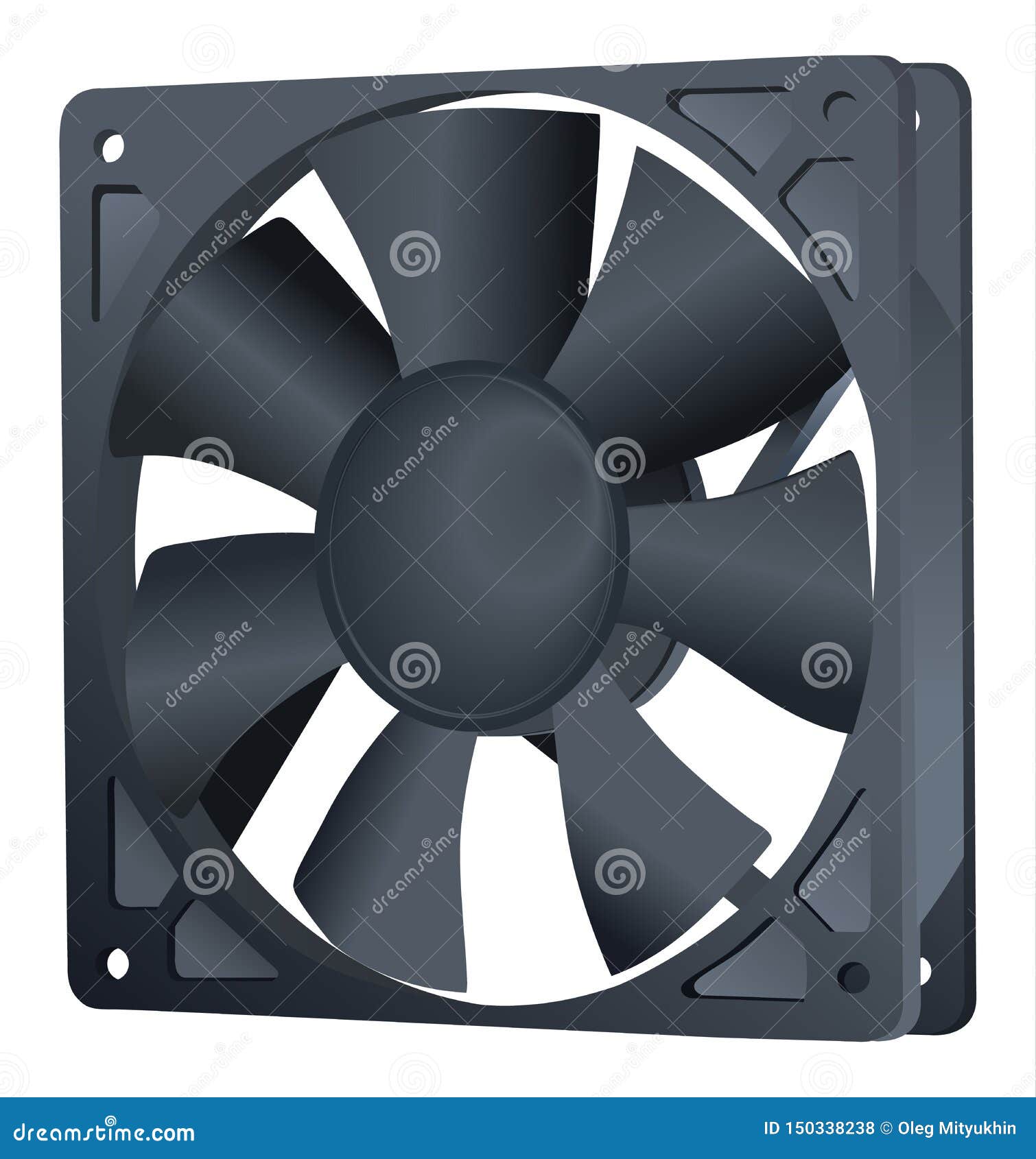 Computer Cooler. PC Hardware Fan. Vector Icon. Isolated on White ...