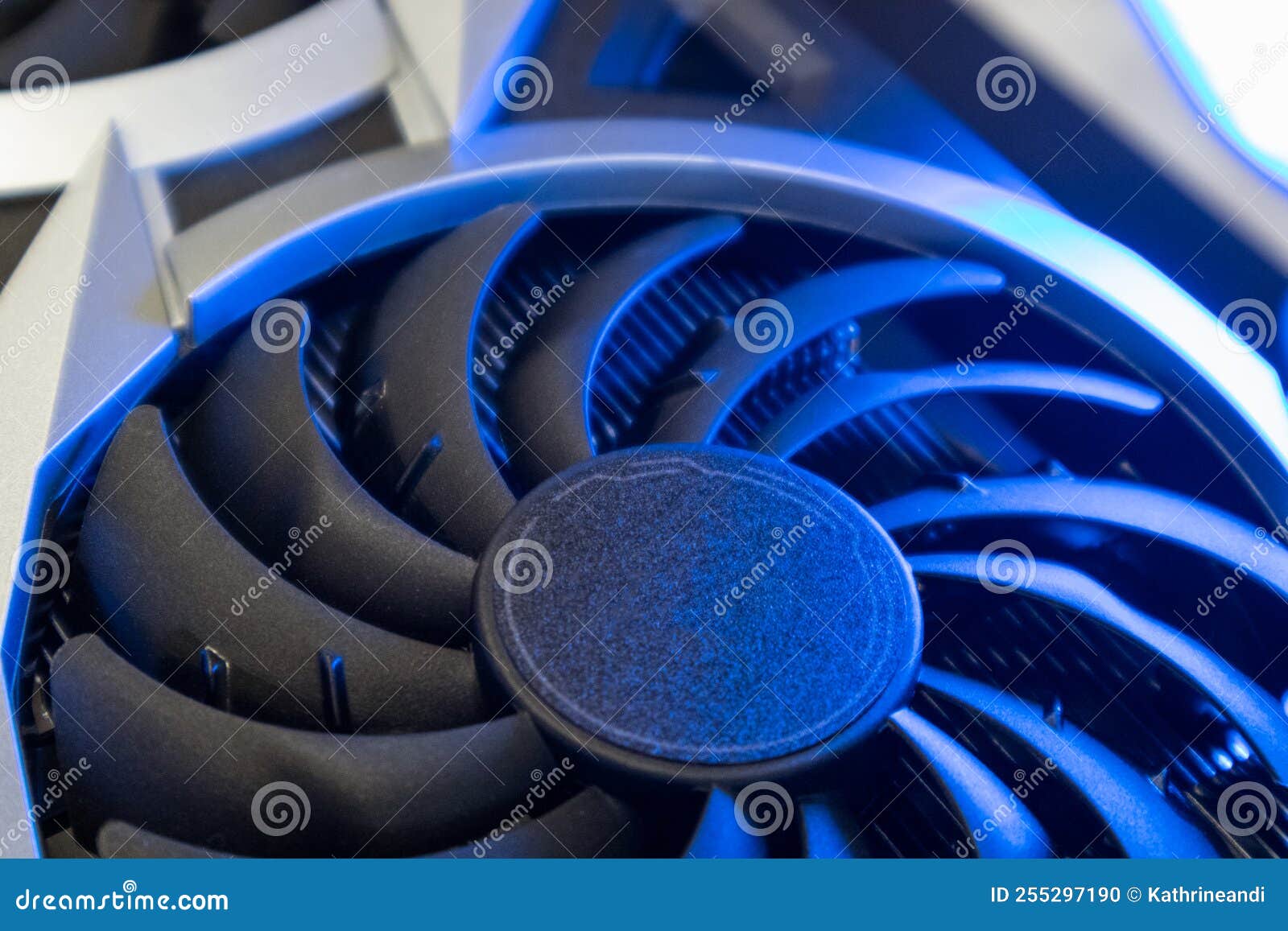 Cooler Fan, Gpu Graphics Card Close in Blue Light Stock Photo - Image ...