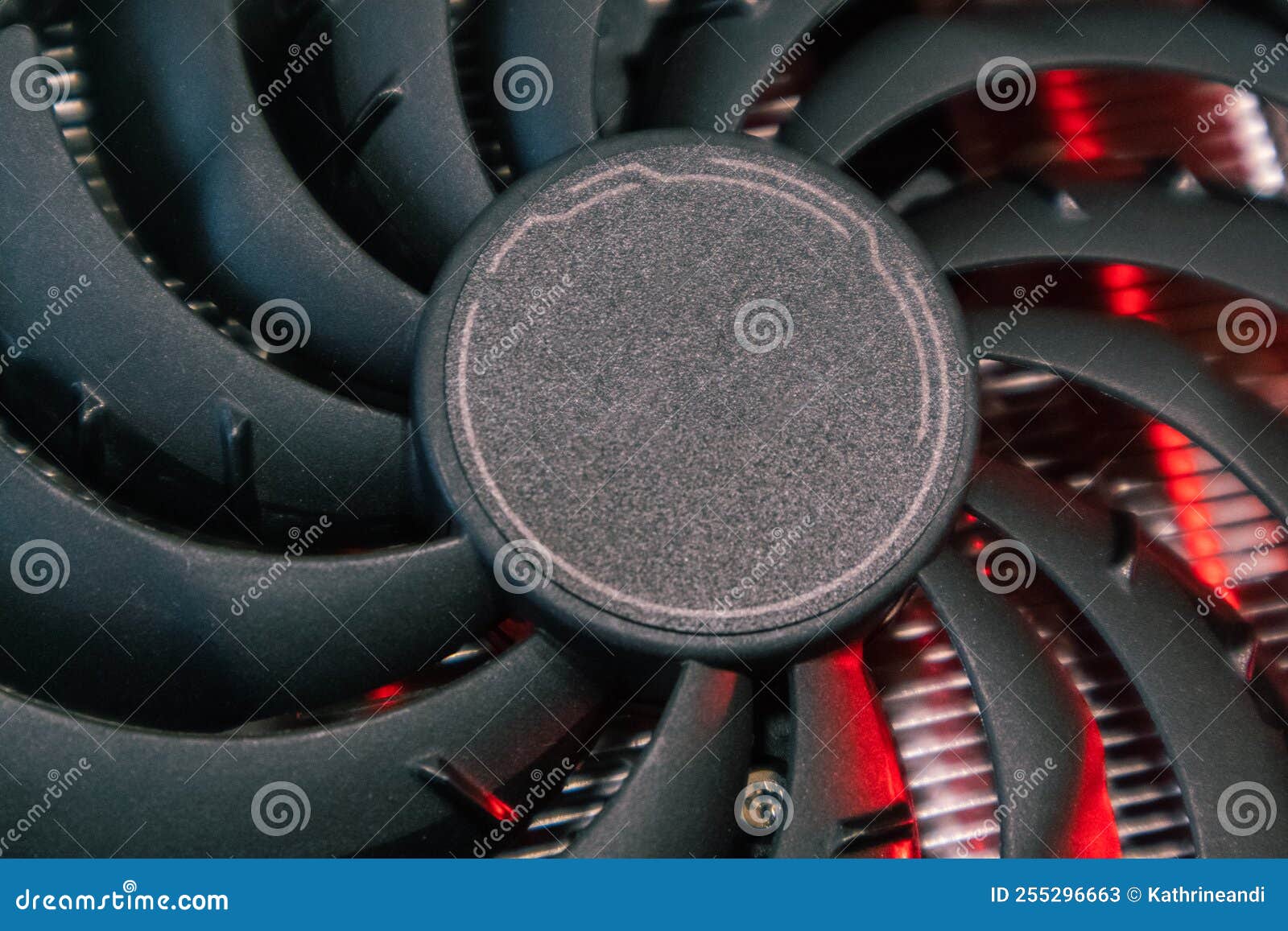 Cooler Fan on Gpu Graphics Card Close-up in Red Stock Image - Image of ...