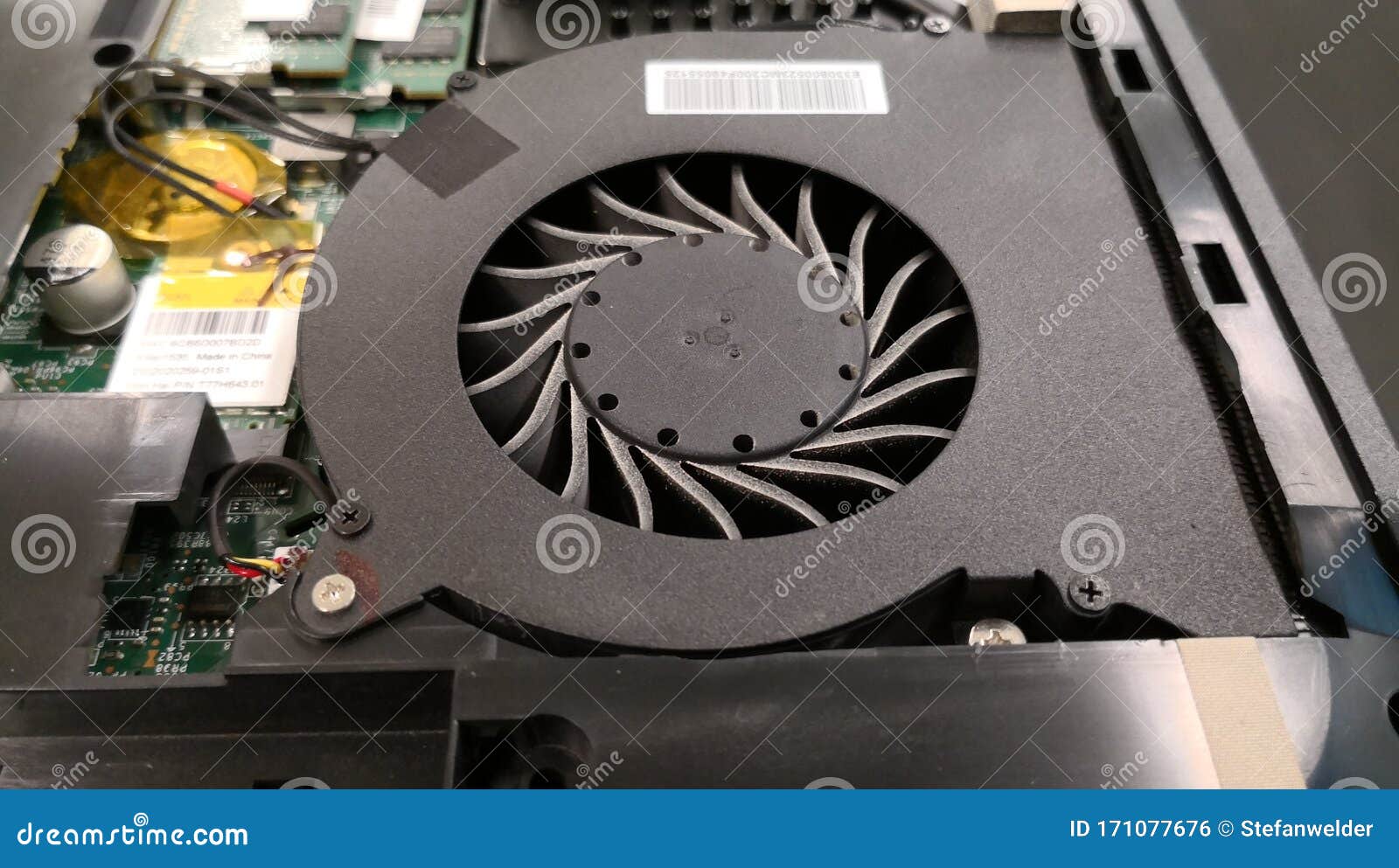 Cooler with fan in laptop stock photo. Image of notebook - 171077676
