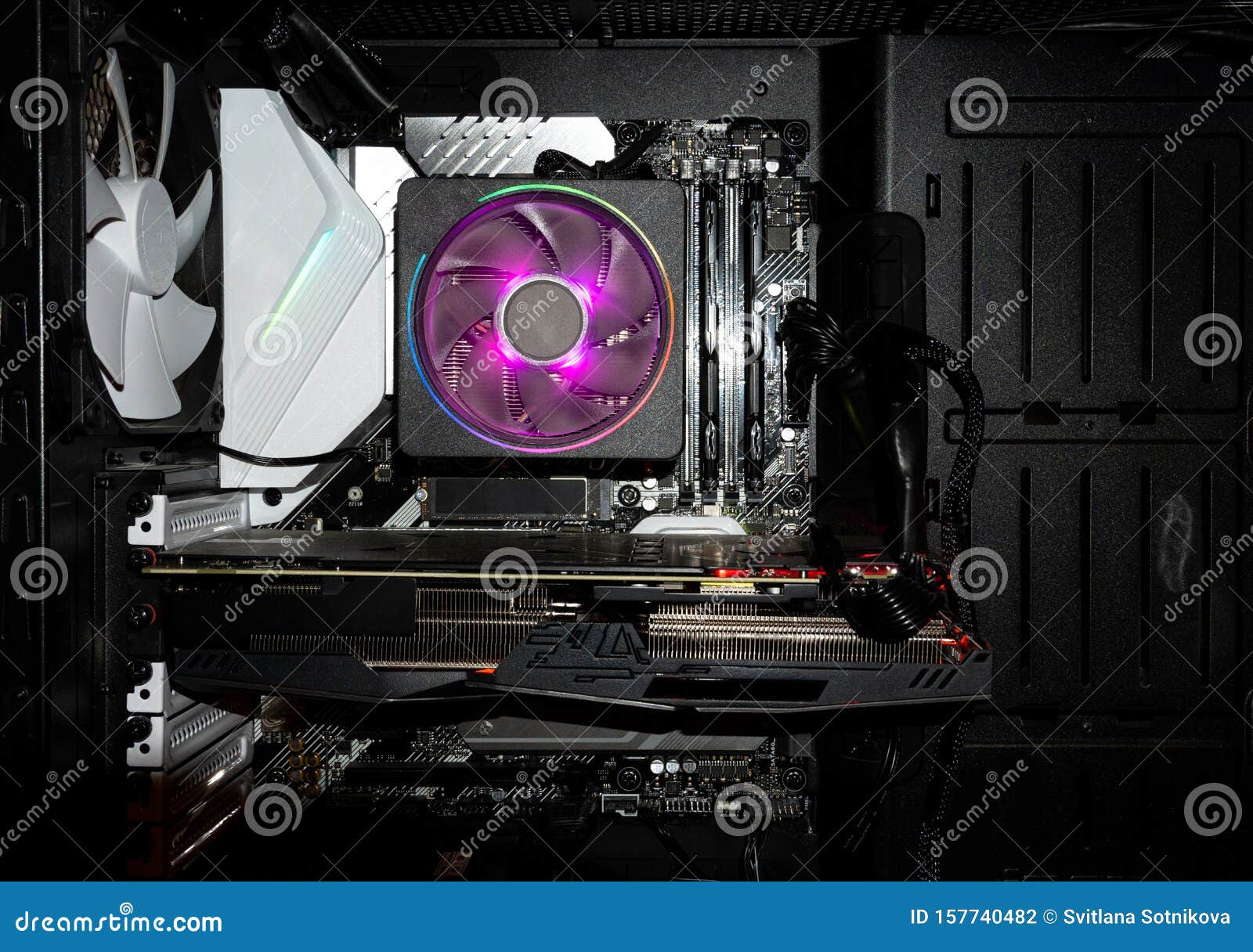 Cooler of Processor with Neon Light. LED Light, CPU Cooler Stock Photo ...