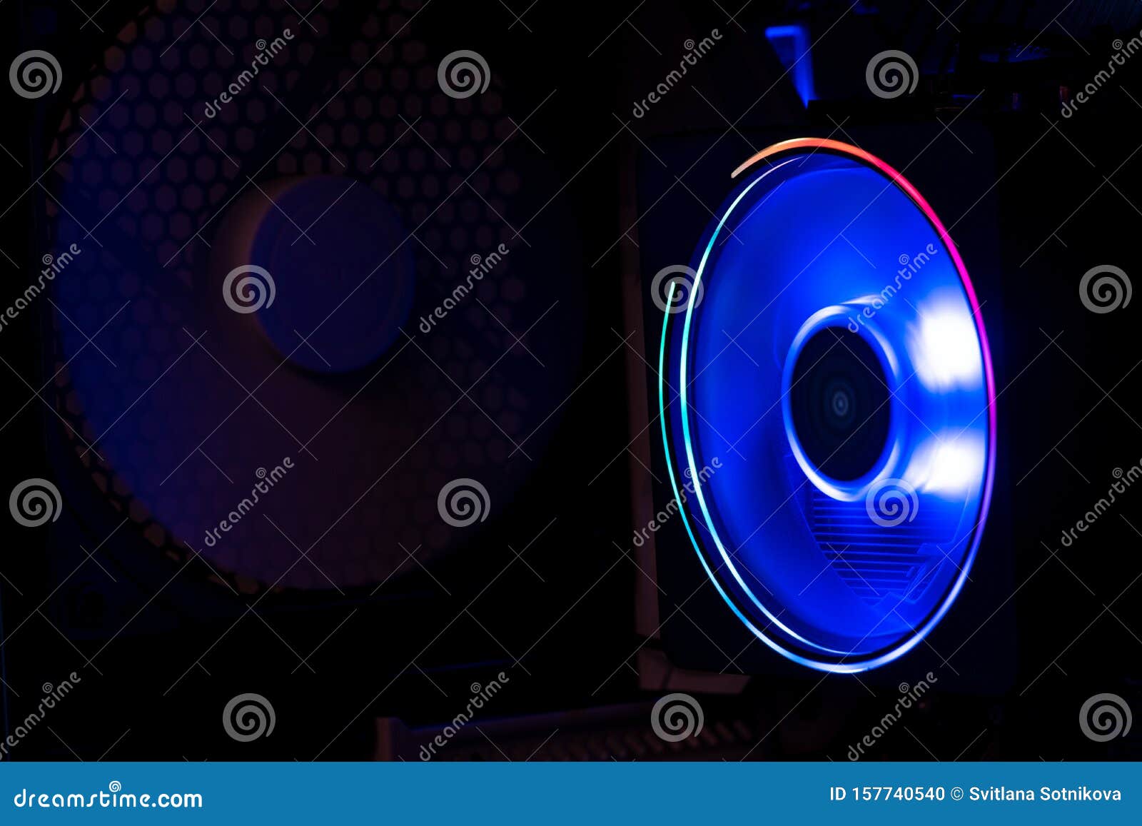 Cooler of Processor with Neon Light. LED Light, CPU Cooler Stock Photo ...