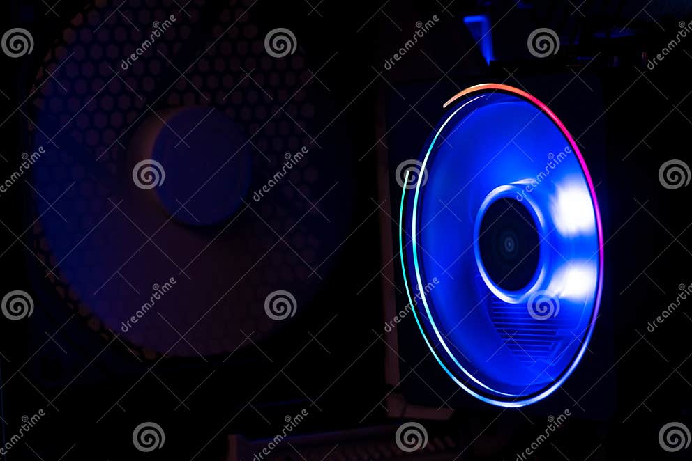 Cooler of Processor with Neon Light. LED Light, CPU Cooler Stock Photo ...