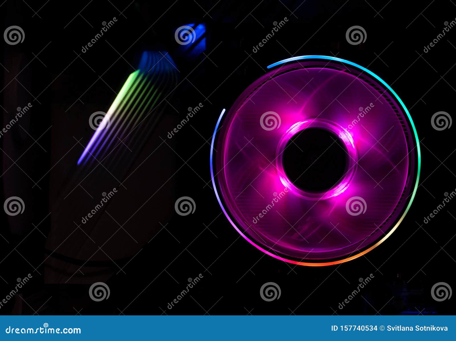 Cooler of Processor with Neon Light. LED Light, CPU Cooler Stock Photo ...