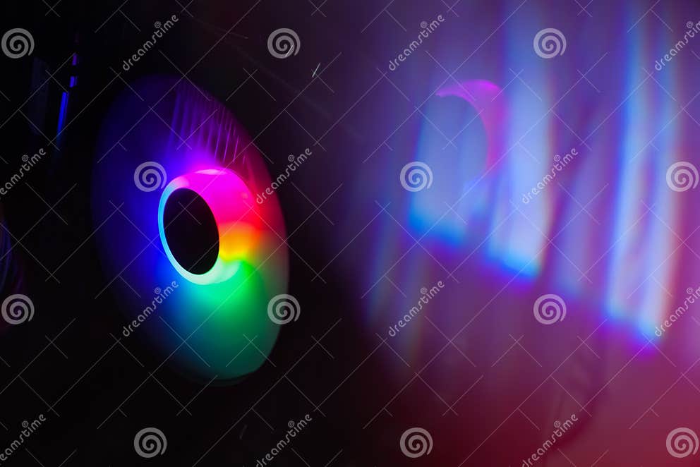 Cooler of Processor with Neon Light. LED Light, CPU Cooler Stock Photo ...
