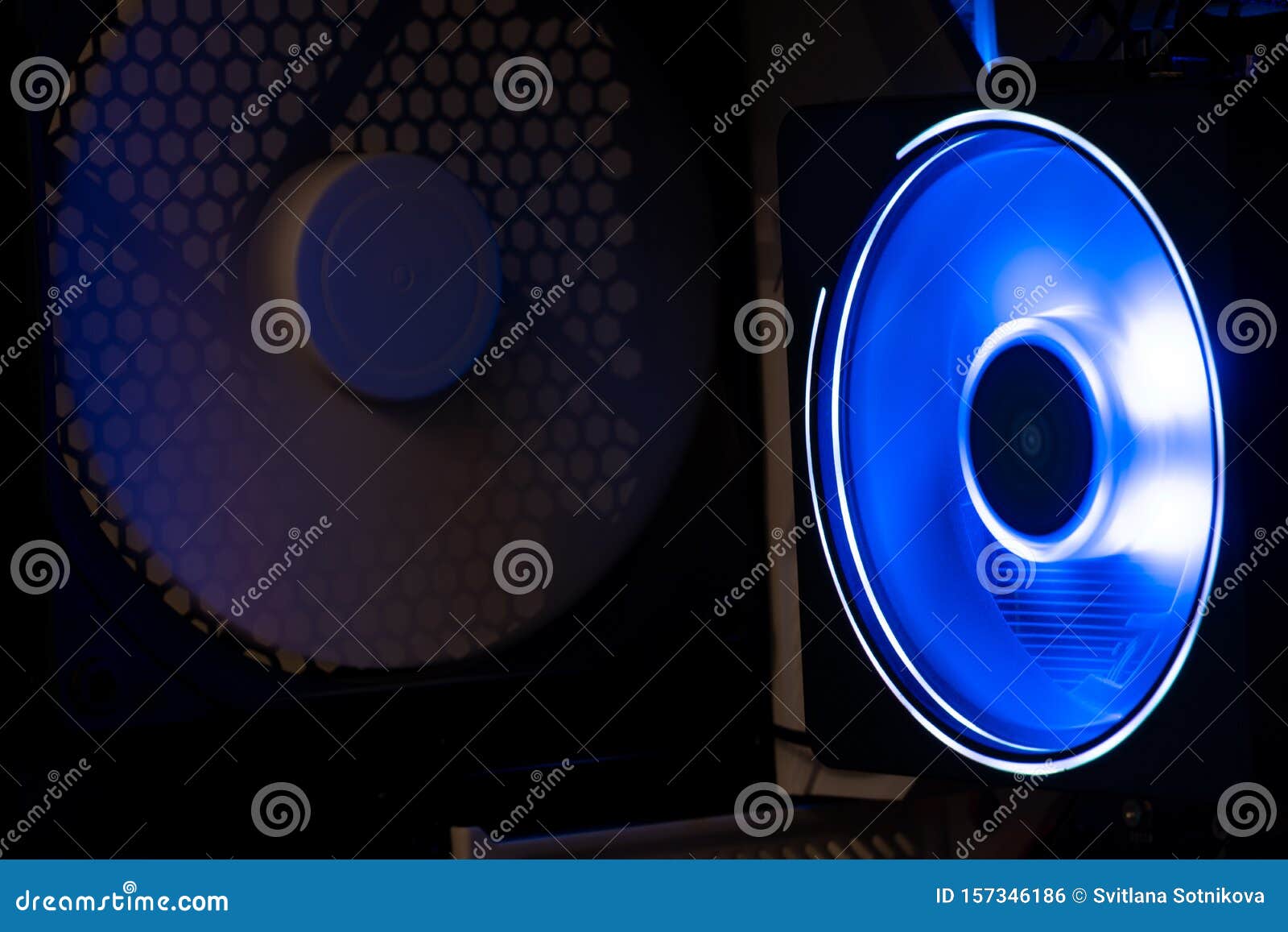 Cooler of Processor with Neon Light. LED Light, CPU Cooler Stock Photo ...