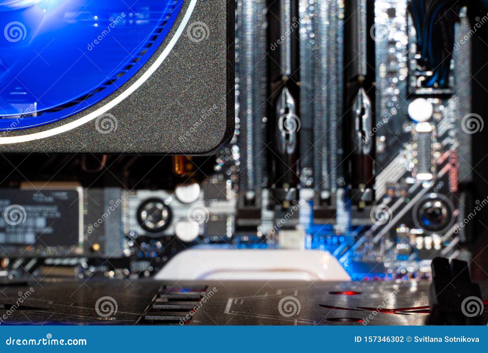 Cooler of Processor with Neon Light. LED Light, CPU Cooler Stock Photo ...