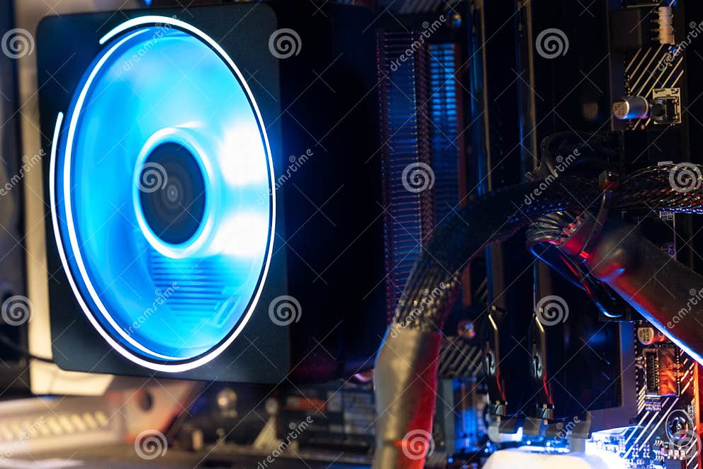 Cooler of Processor with Neon Light. LED Light, CPU Cooler Stock Photo ...