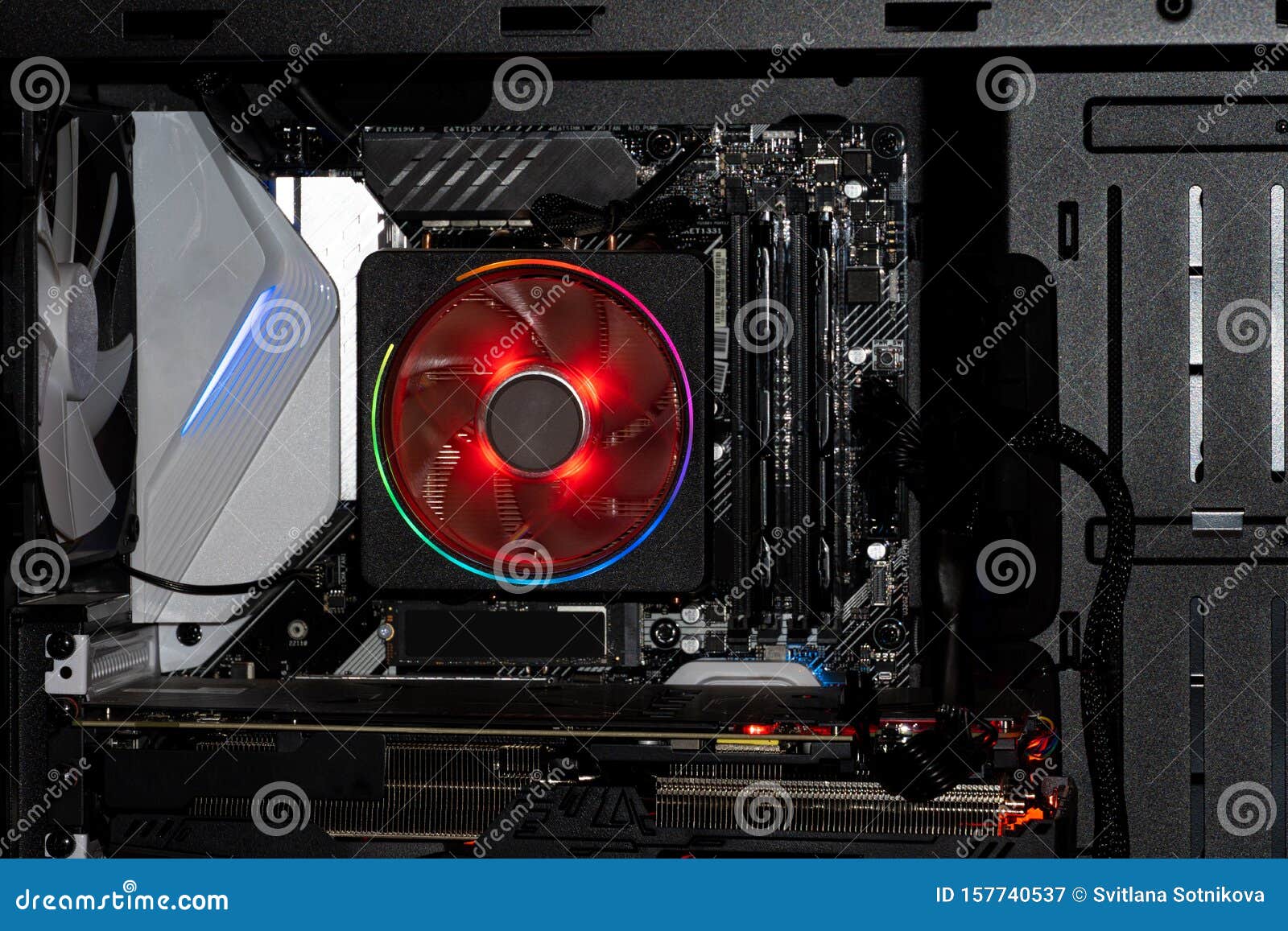Cooler of Processor with Neon Light. LED Light, CPU Cooler Stock Image ...