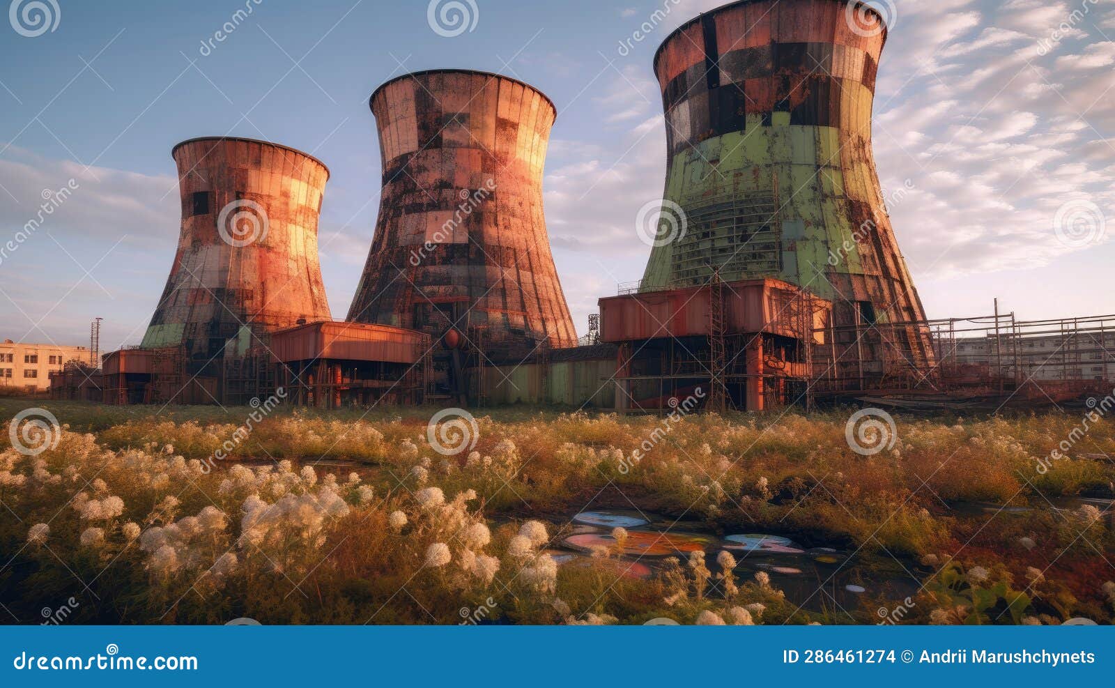 Coolers Of The Nuclear Plant. Nuclear Power Station. View Of Nuclear ...