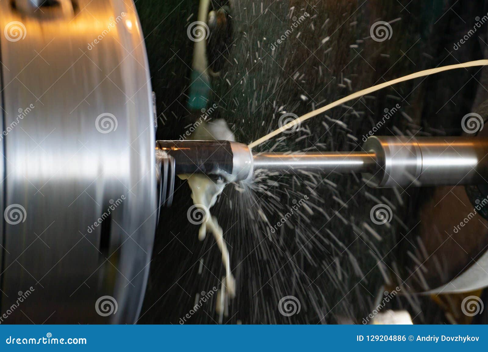 Cooling is Applied when Machining a Hole on the Machine. Stock Photo ...