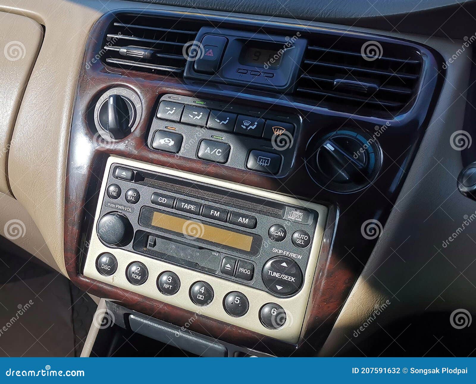 Cooling Control Panel and Old Car Radio Stock Photo - Image of radio ...