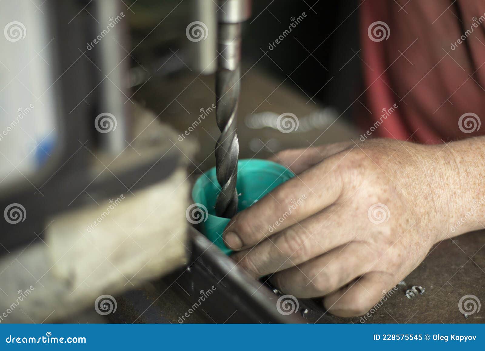 Cooling Drill on a Drilling Machine. Work with a Drill in a Metal ...