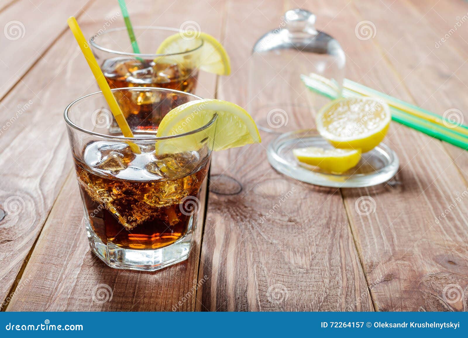 The Cooling Drink with Ice and Lemon Stock Image - Image of dishes ...