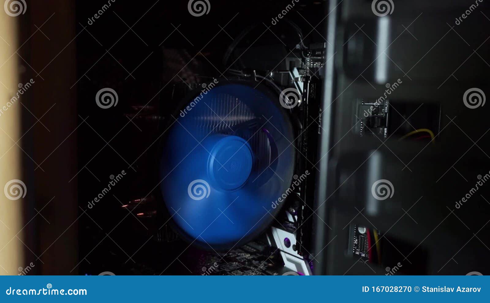 CPU, Motherboard Cooling Fan Blades Open System Unit, RGB Light, during ...