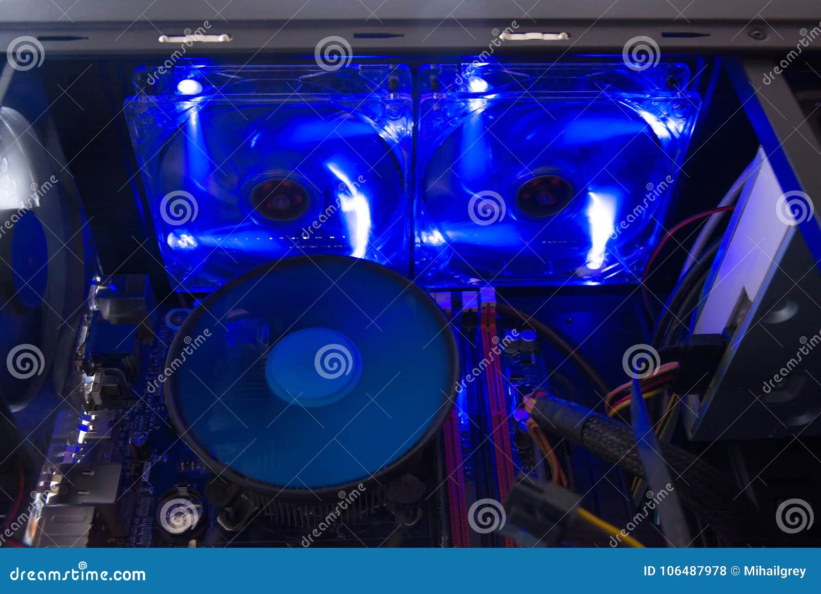 Cooling Fan Inside Computer. Stock Photo - Image of motherboard ...