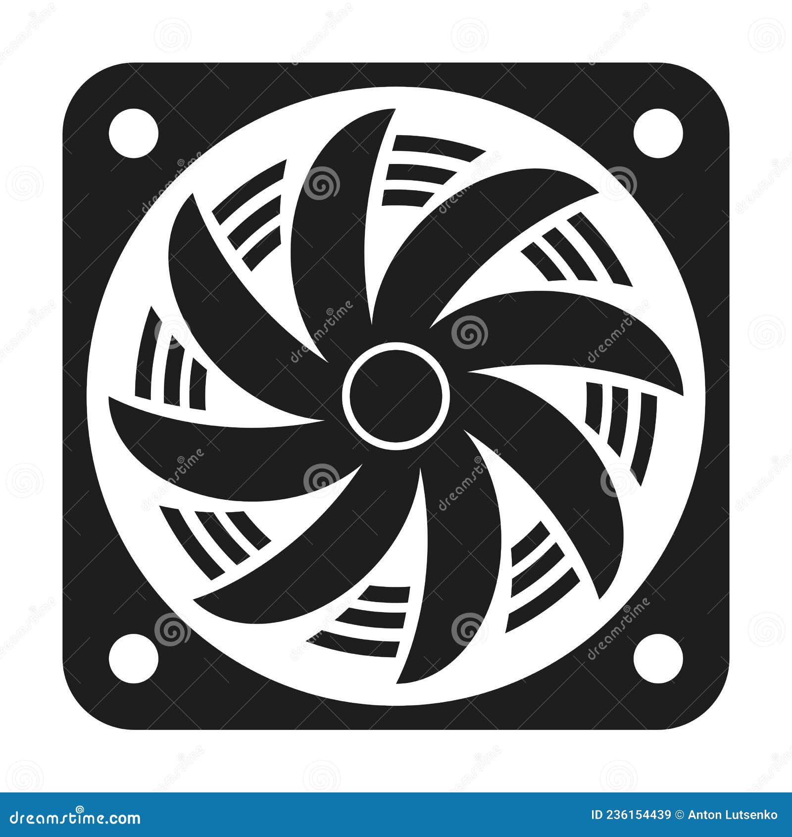 Cooling Fan for Pc Case Icon on a White Background Stock Vector ...