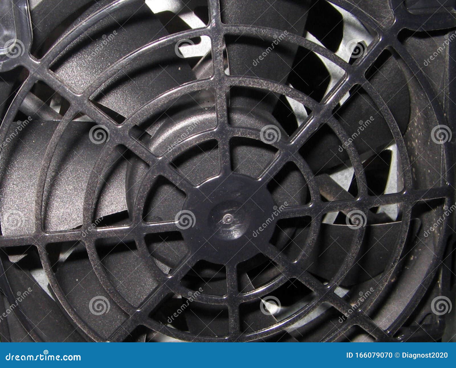 Cooling Fan System of Computer. Big Black Plastic Cooler Set on Heat ...