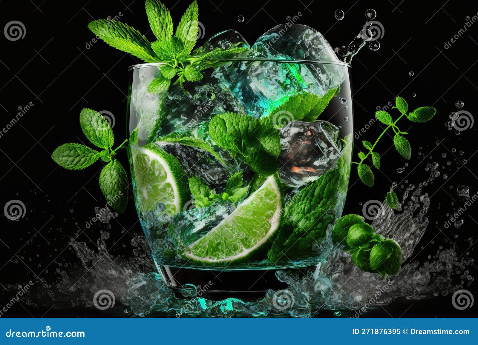 Cooling Mojito with Ice, Fresh Mint, and Lime for the Summer Stock ...