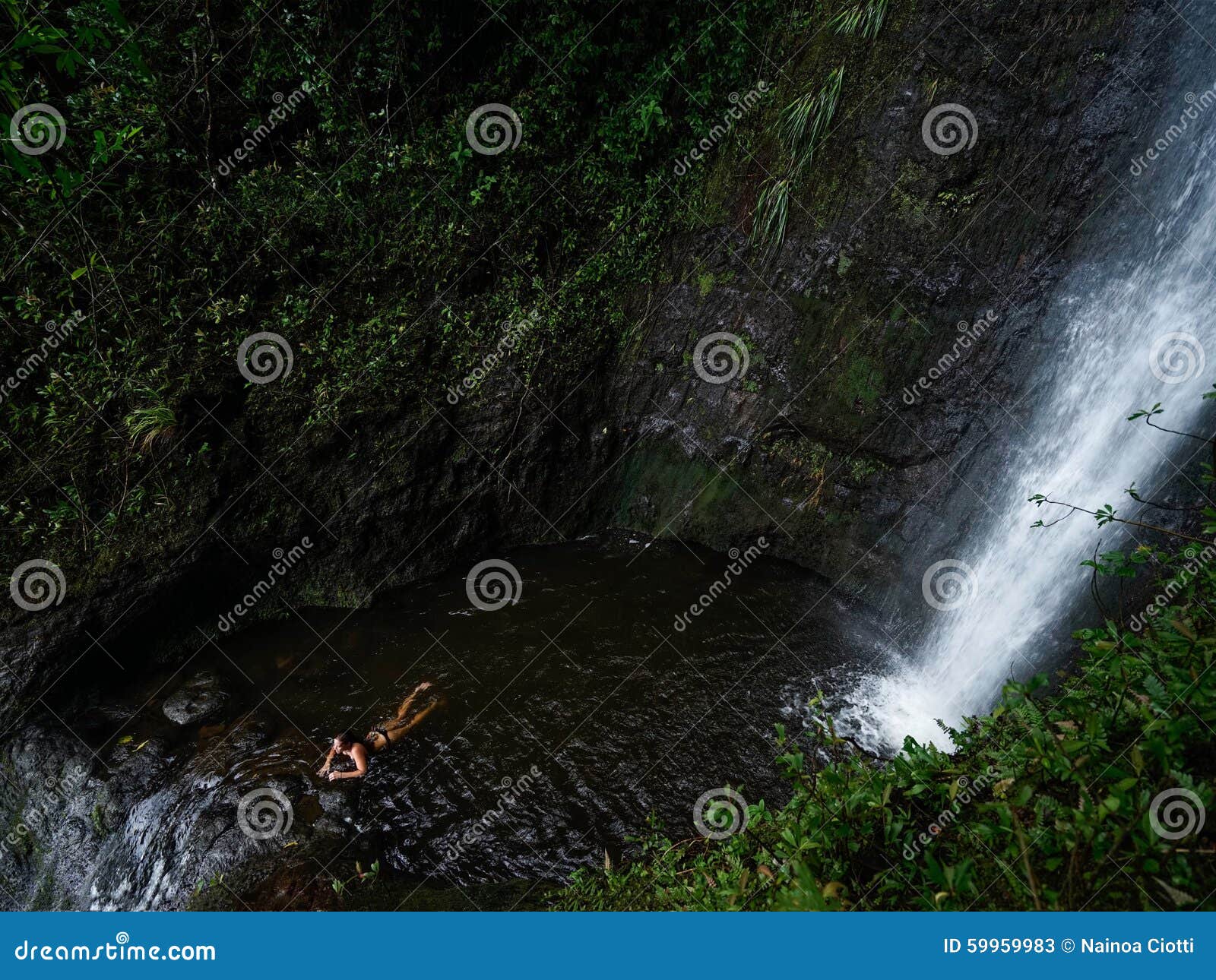 Cooling Off Under a Waterfall Editorial Stock Photo - Image of hawaii ...
