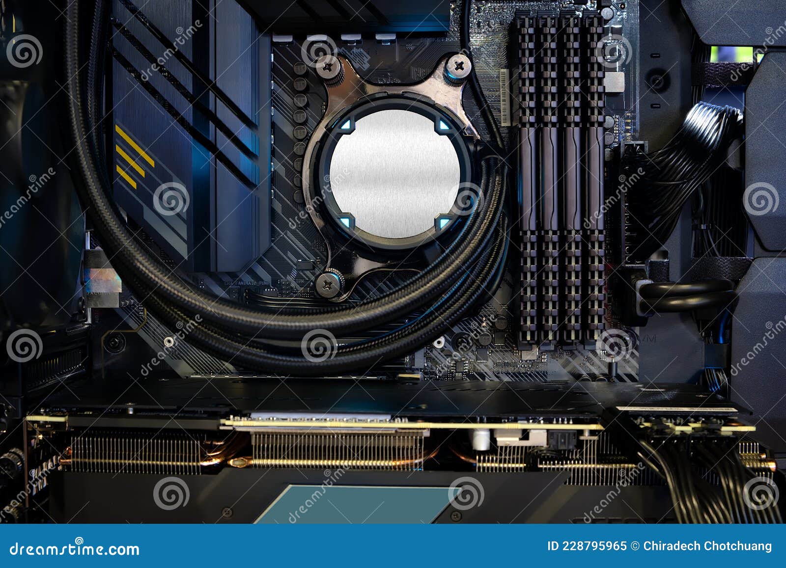 Cooling Pump on CPU Socket and Quad Channel RAM DDR4 that Installed on ...