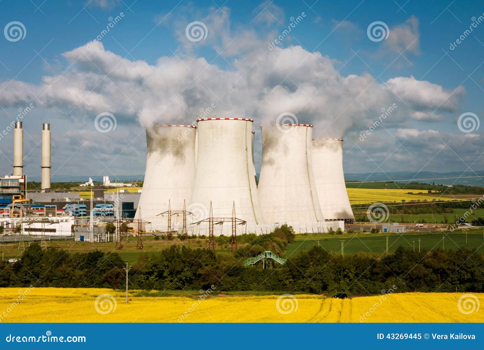 The Cooling Stacks in Power Station Stock Image - Image of cooling ...