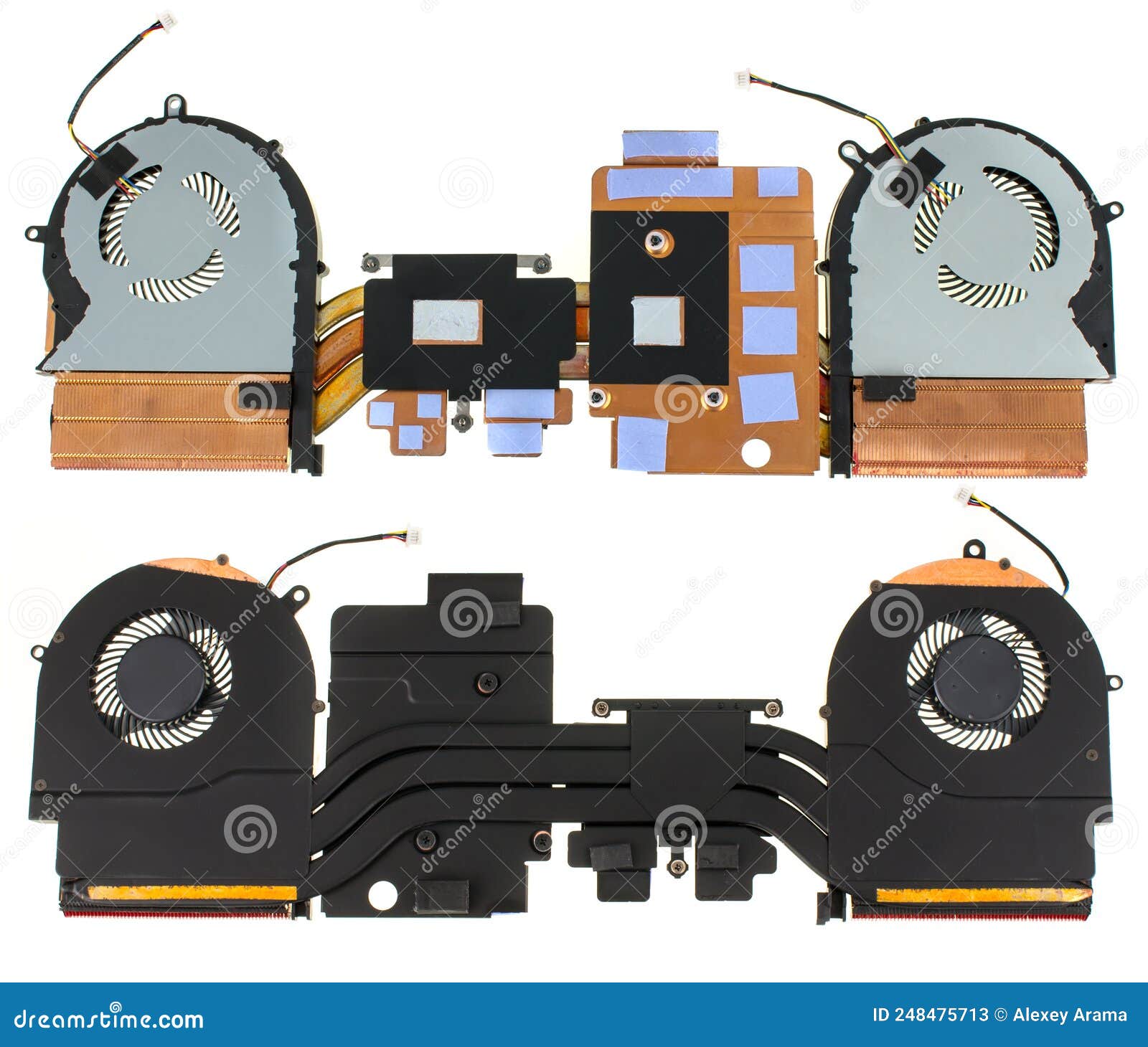Cooling System for a Laptop, Fan and Radiator, Two-sided View, on a ...