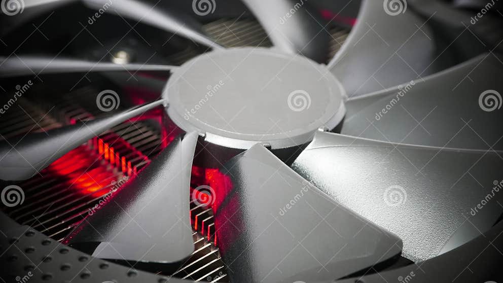 Cooling System of Powerful Graphics Card, Heat Produced by Data Stock ...