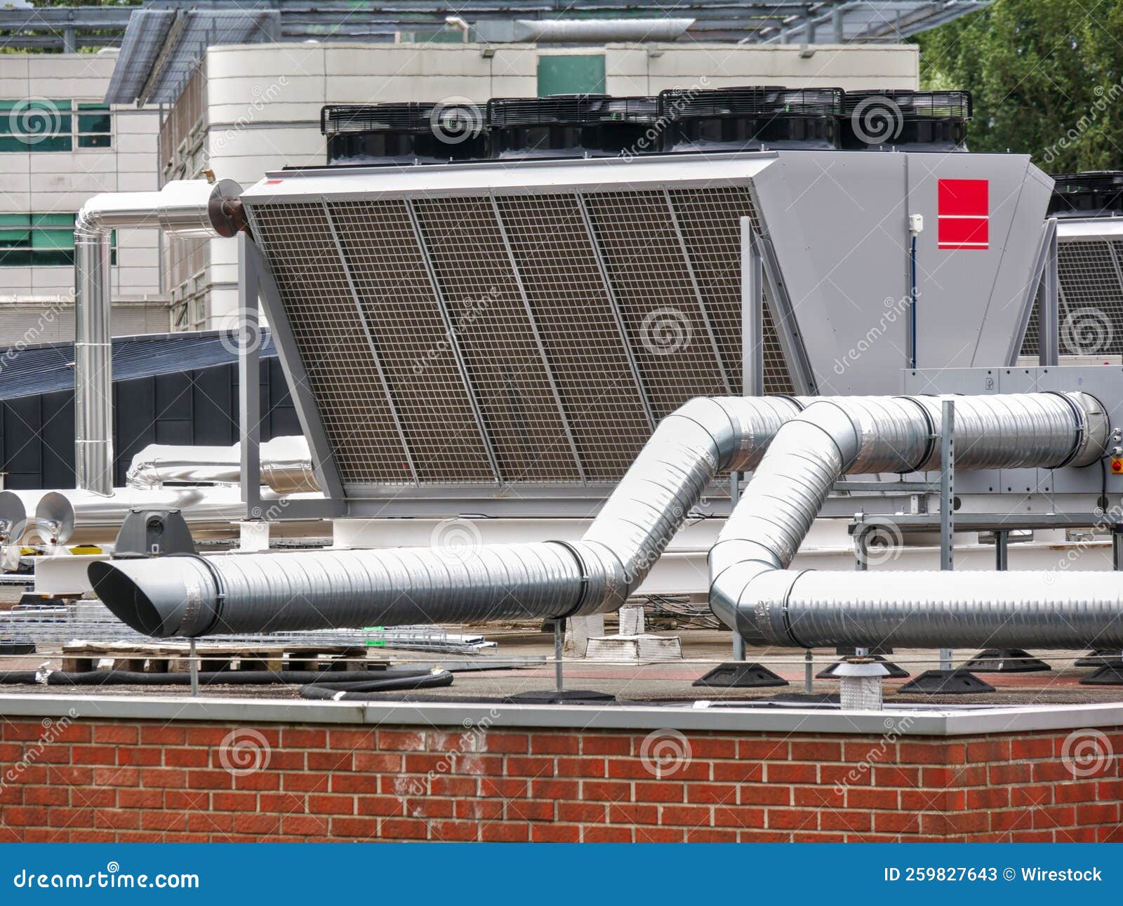 Cooling System on a the Roof of a Red Brick Building Stock Image ...