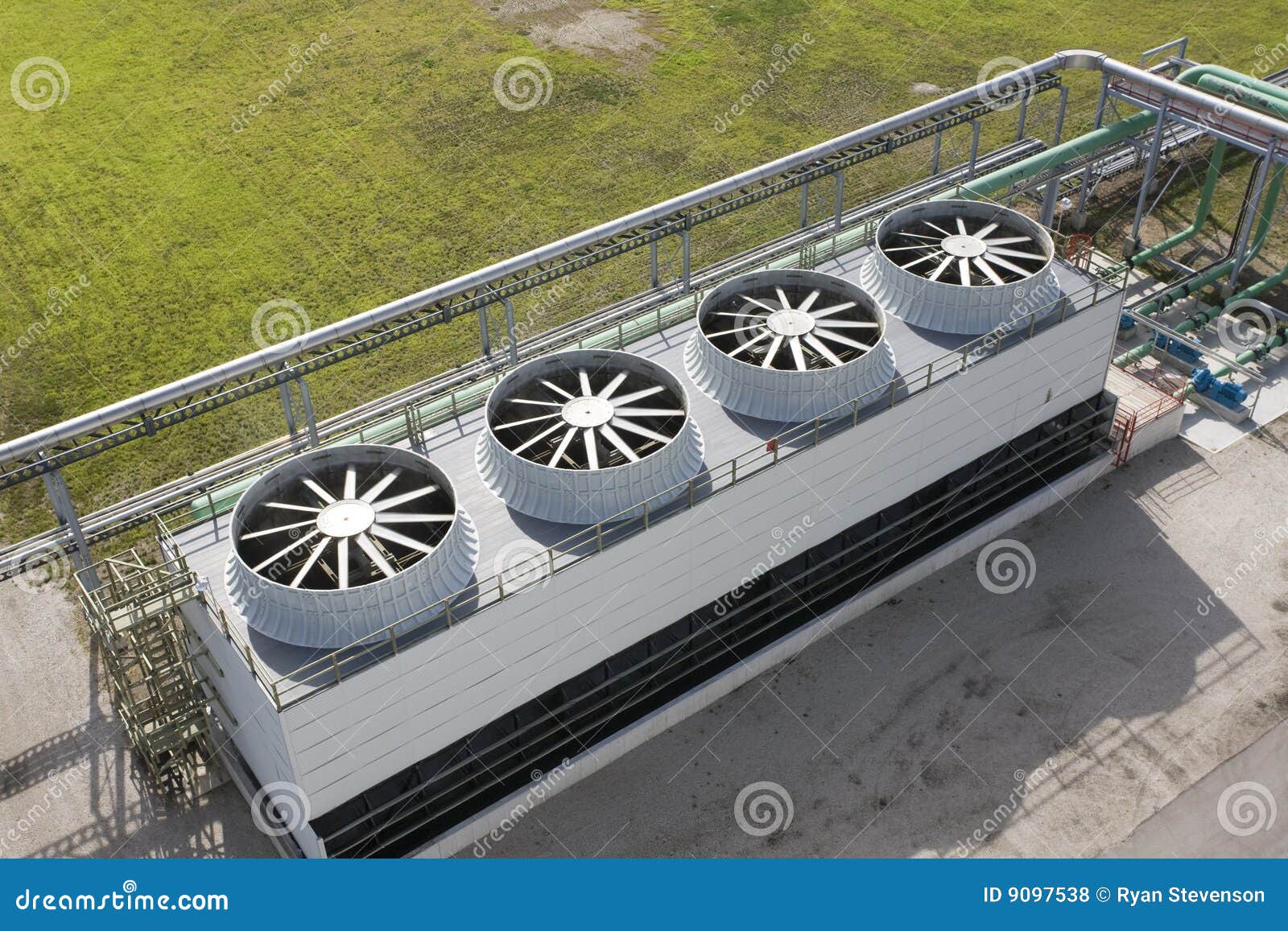 Cooling Tower On Roof Top Of Building. Cooling System. Air Cooled Water ...