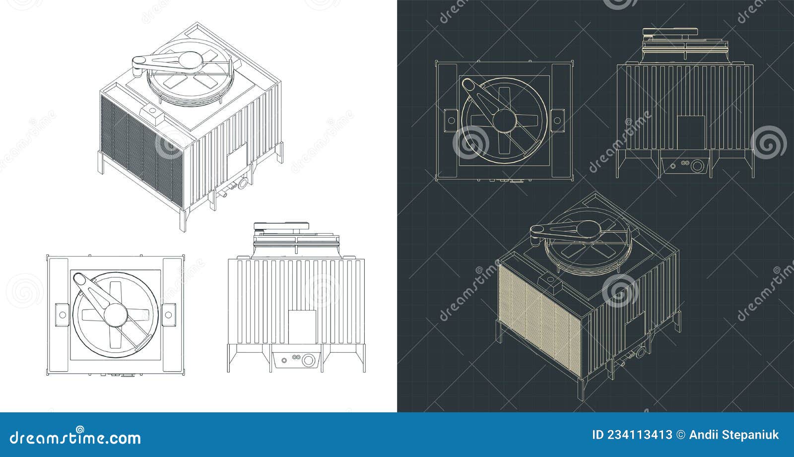 Cooling tower drawings stock vector. Illustration of engineering ...