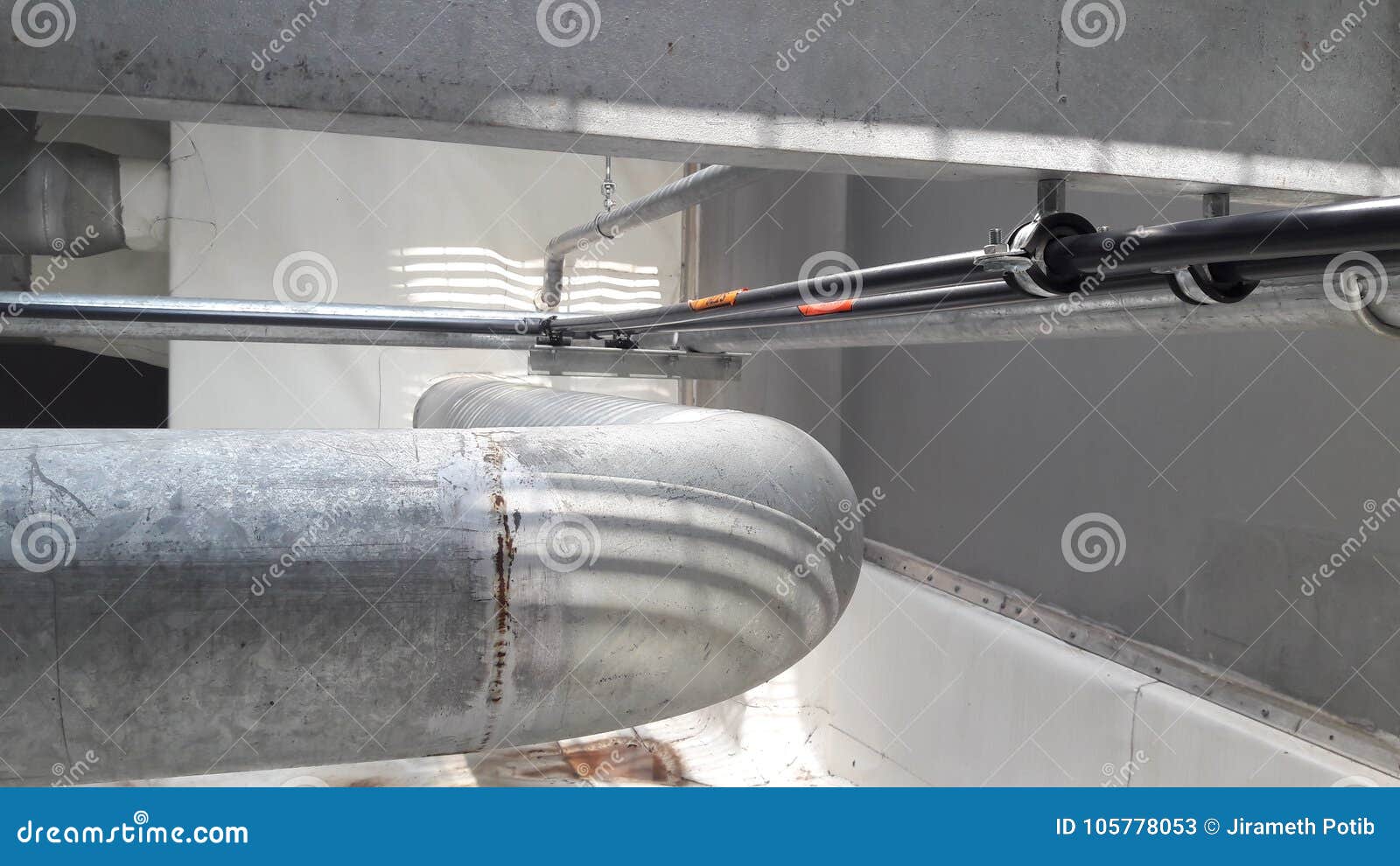 Cooling Tower Installation on Platform Connect with Piping Stock Image ...