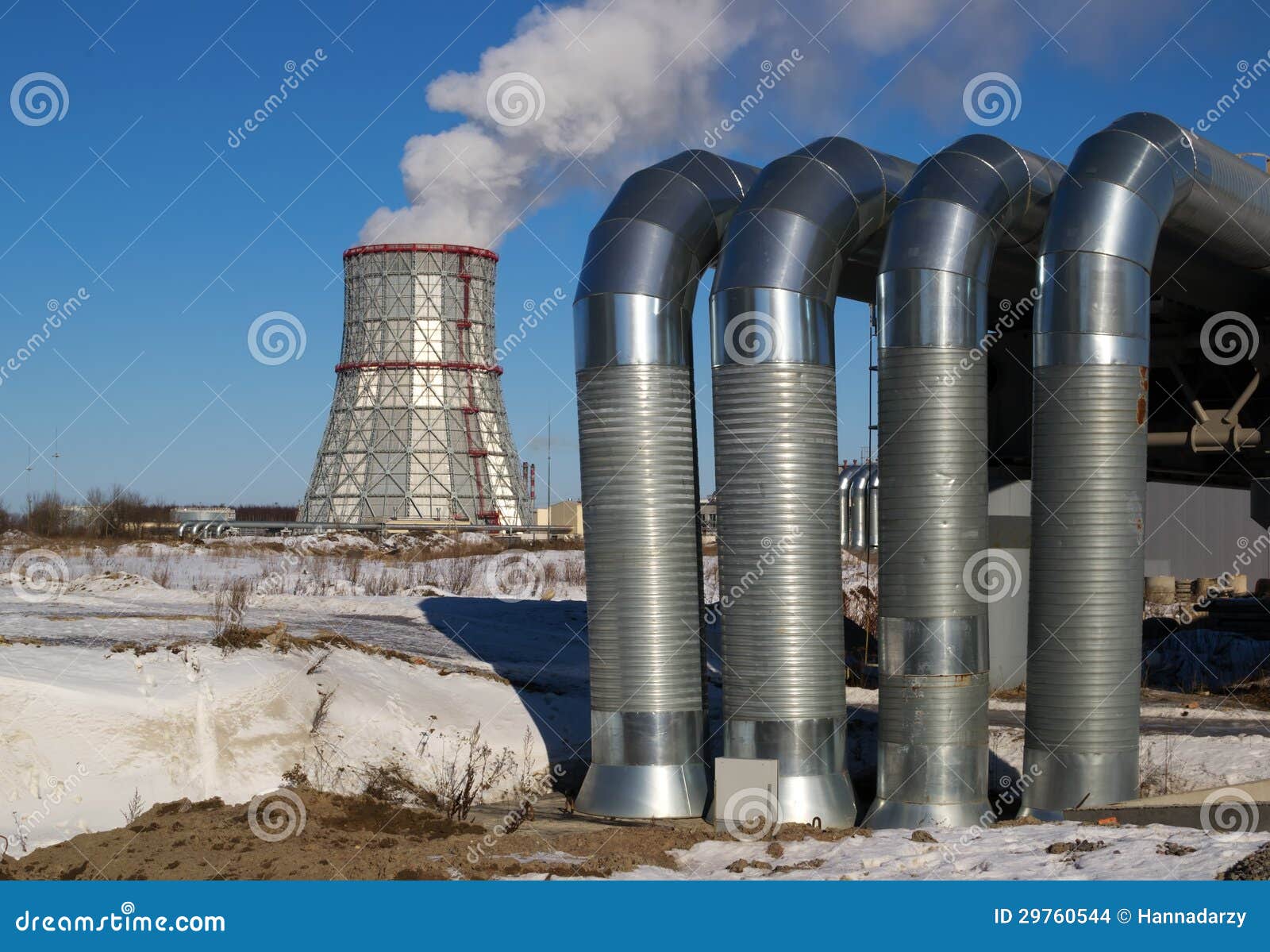 Cooling Tower and Piping CHP Stock Photo - Image of power, towers: 29760544